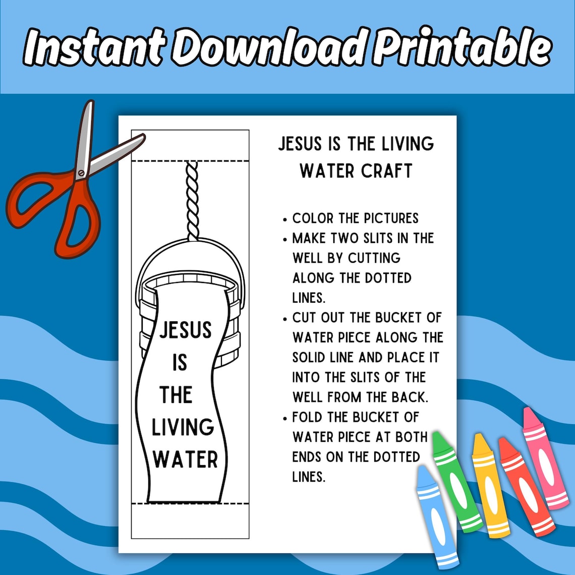 Jesus is the Living Water Bible Craft Printable for Kids Sunday School ...