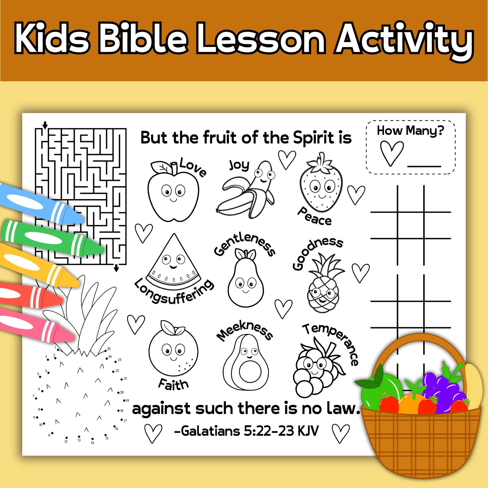 Fruit of the Spirit Coloring Activity Placemat Printable for Kids ...