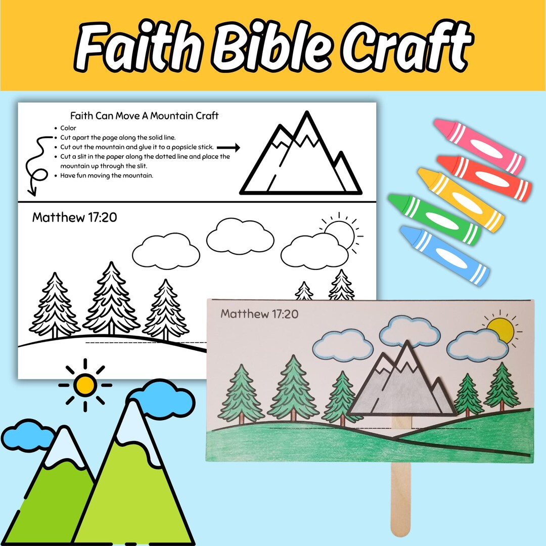 Faith Can Move A Mountain Craft Printable for Kids Sunday School Bible ...