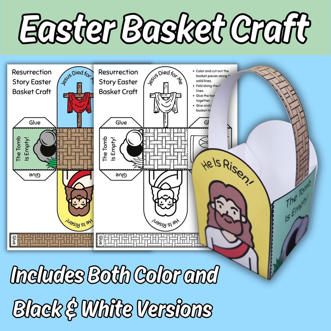 The Resurrection Story of Jesus Easter Basket Printable Craft Activity ...