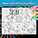 New Year's 2025 Coloring Activity Worksheets for Kids, New Year's Eve ...