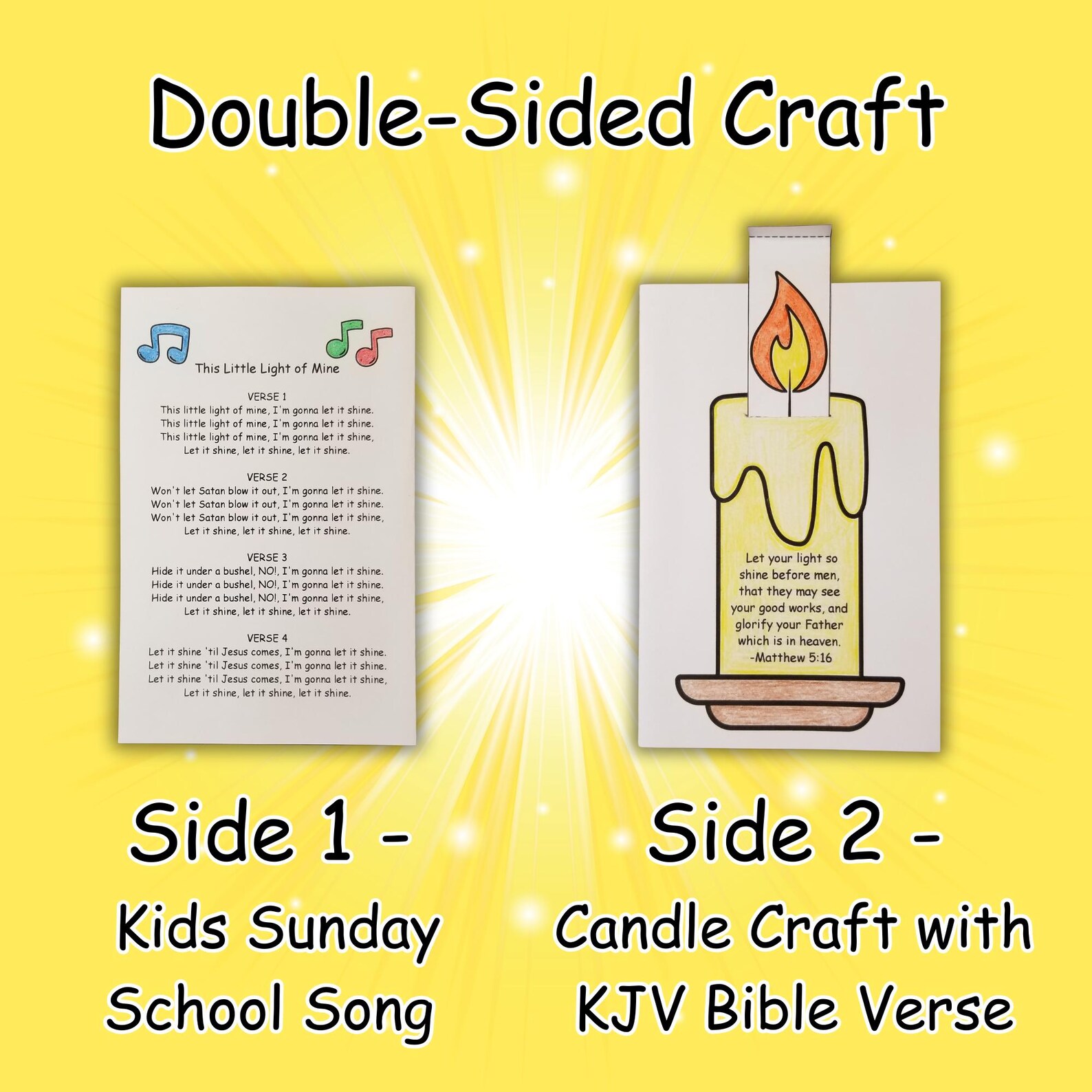 Let Your Light Shine Bible Craft Printable for Kids Bible Lesson, This ...