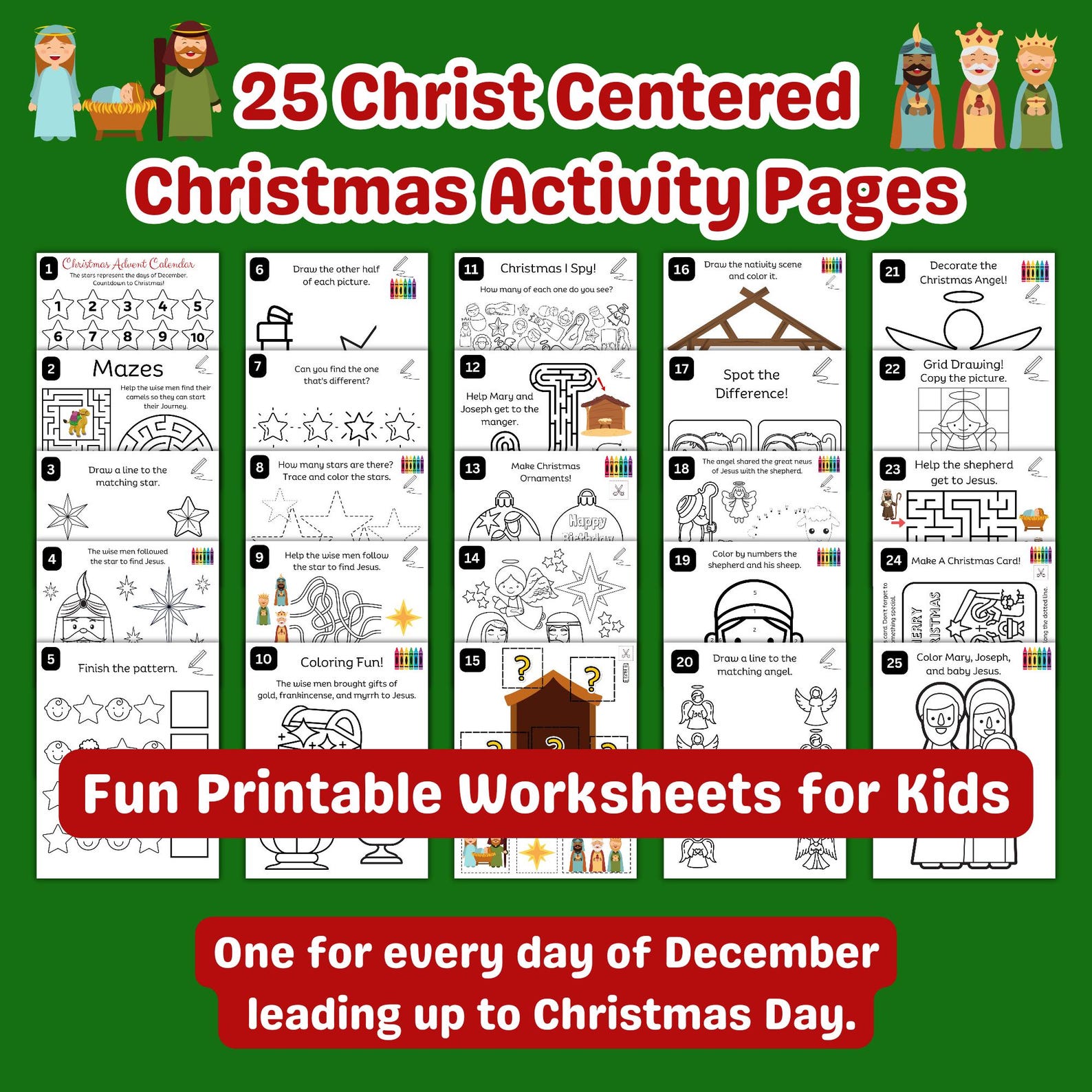 25 Christ Centered Christmas Activity Pages, Christ Centered Countdown ...