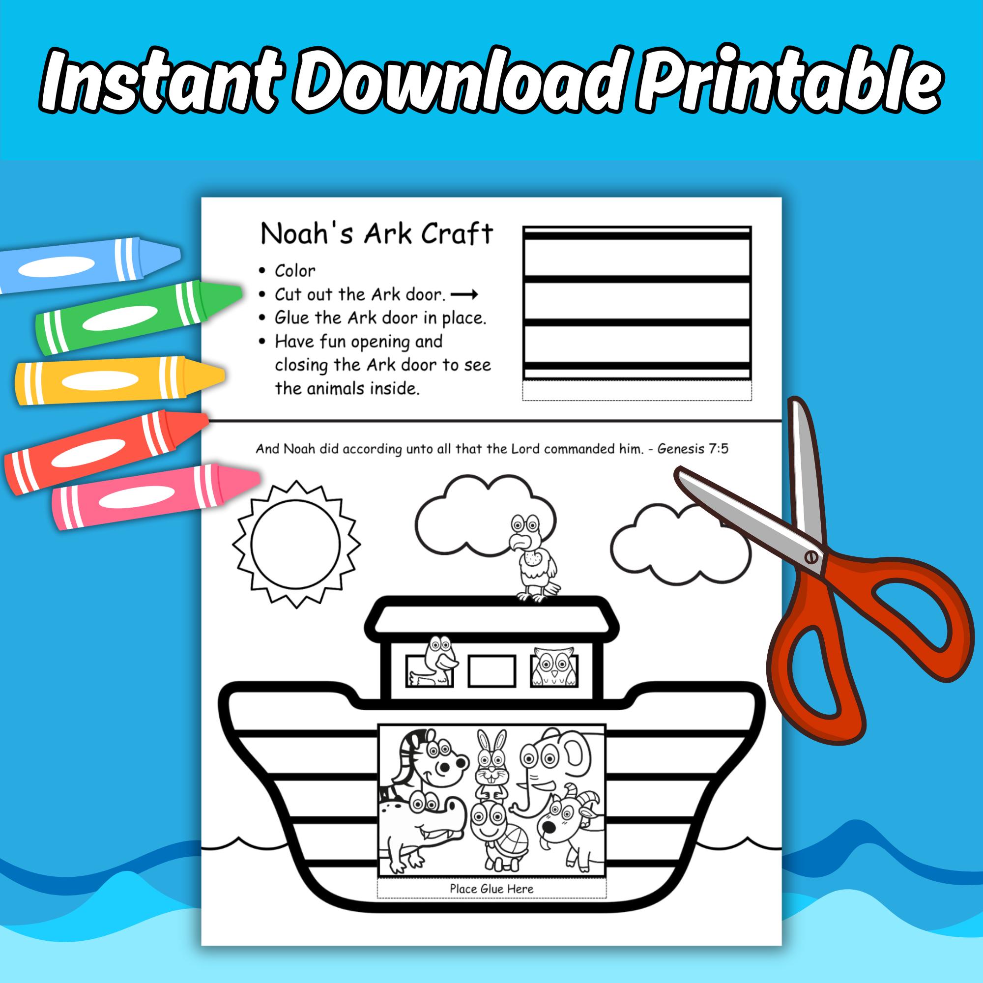 Noah's Ark Printable Craft for Kids Sunday School Bible Lesson, Noah ...