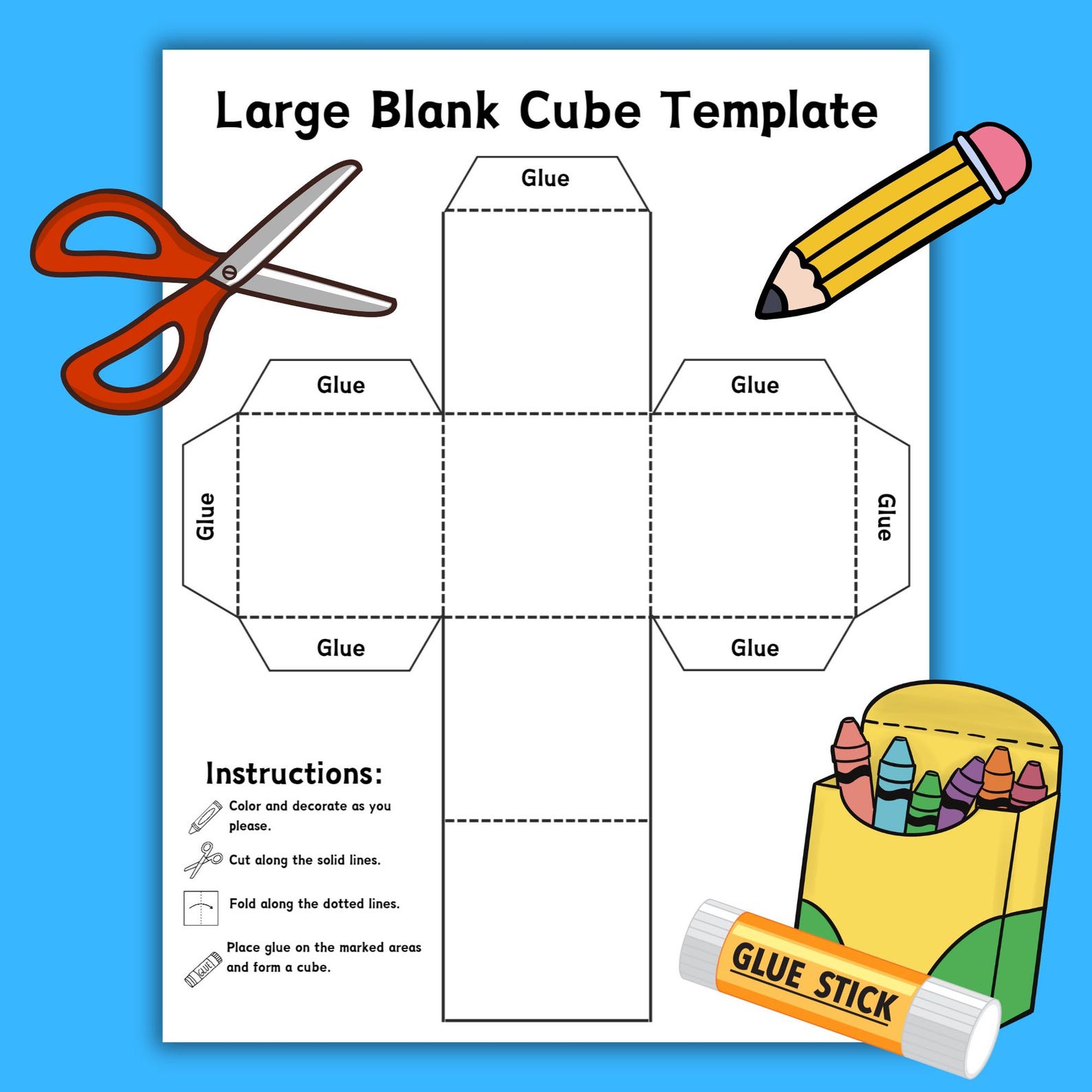 Blank Cube Templates, Printable Blank Story Cube Pattern Activity Sheet ...