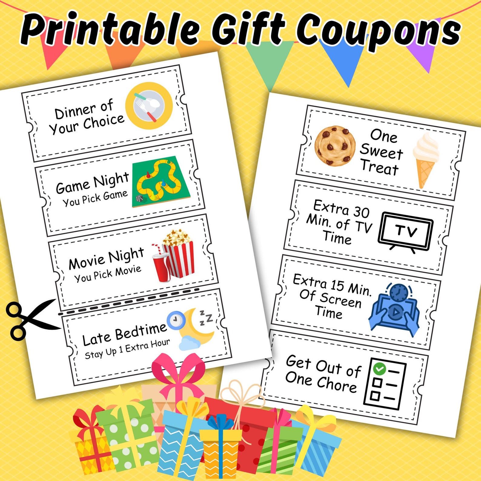 Printable Gift Coupons for Kids, Reward Coupons for Kids, Birthday ...