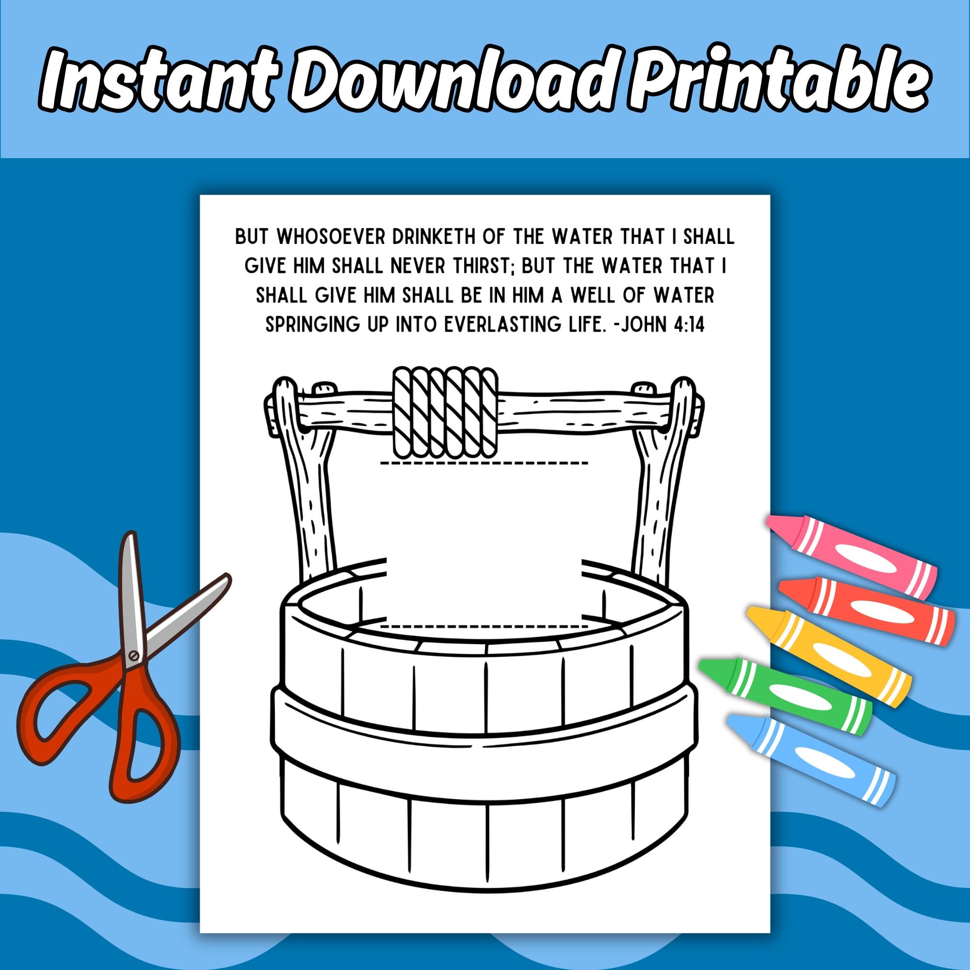 Jesus is the Living Water Bible Craft Printable for Kids Sunday School ...