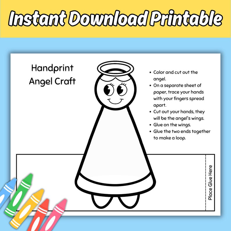Handprint Angel Craft for Kids Sunday School Bible Lesson, Luke 2:14 ...