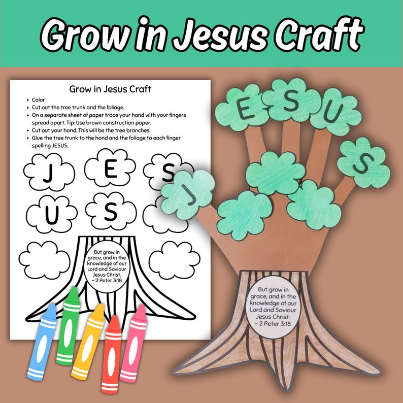 Grow in Jesus Tree Craft Printable Activity for Kids Sunday School ...