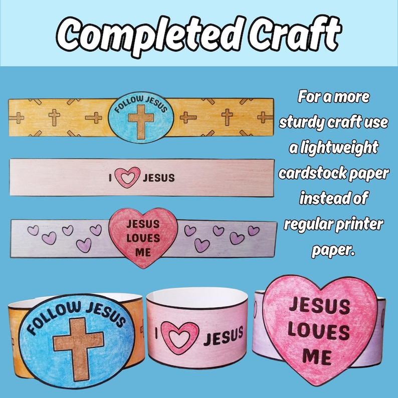 Jesus Printable Paper Bracelets Craft for Kids Sunday School Bible ...