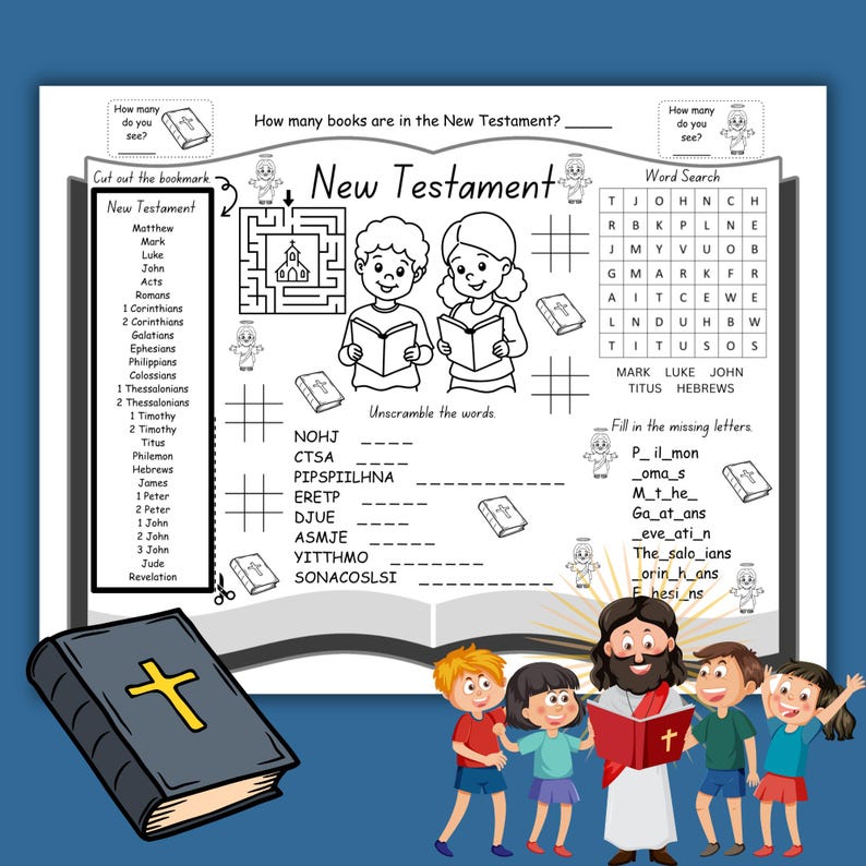 New Testament Books of the Bible Kids Activity Worksheet Printable ...