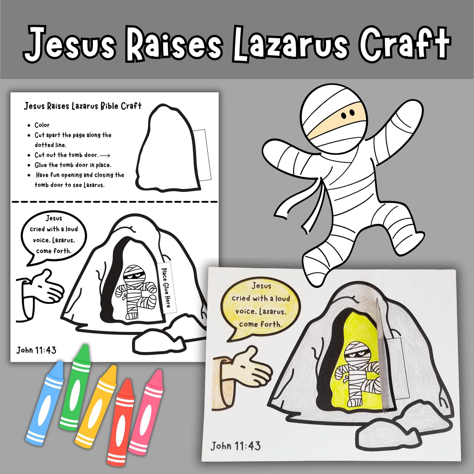 Jésus ressuscite Lazare Bible Story Craft imprimable pour les enfants ...