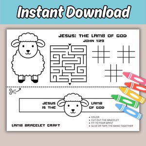 Jesus the Lamb of God Printable Paper Bracelet Craft Activity Sheet for ...