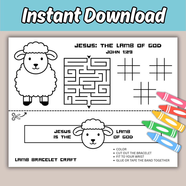 Jesus the Lamb of God Printable Paper Bracelet Craft Activity Sheet for ...
