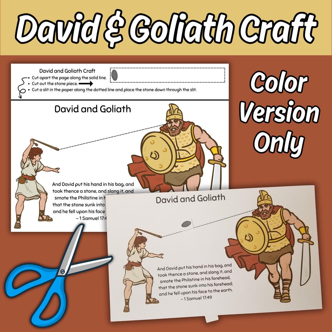 David and Goliath Printable Bible Story Craft for Kids Sunday School ...