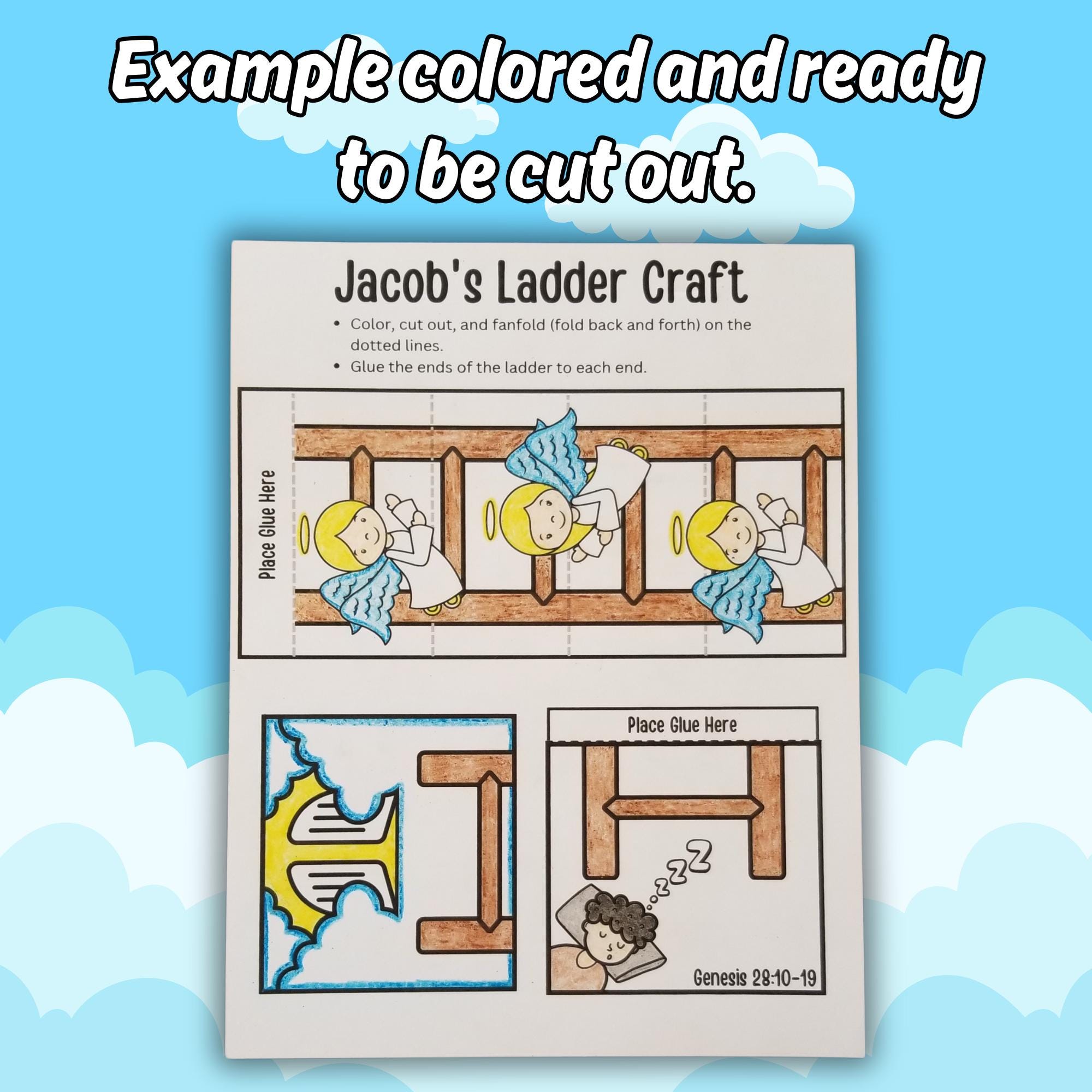 Jacob's Ladder Folding Suprise Bible Craft Printable for Kids Sunday ...