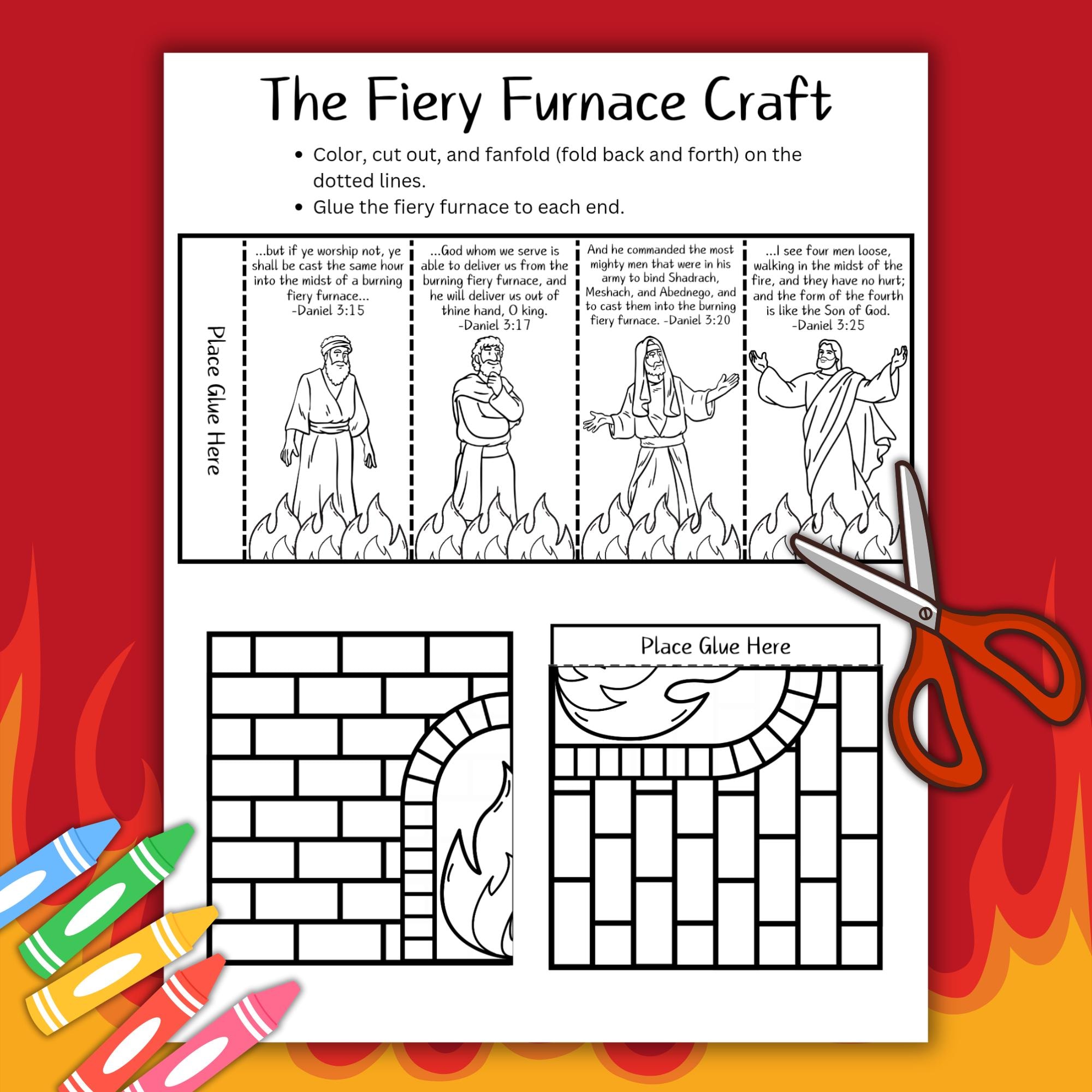 The Fiery Furnace Folding Suprise Bible Craft Printable for Kids Sunday ...