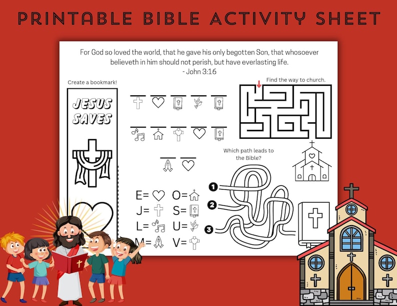 Jesus Saves Kids Printable Activity Sheet, Bible Coloring Activity Page ...