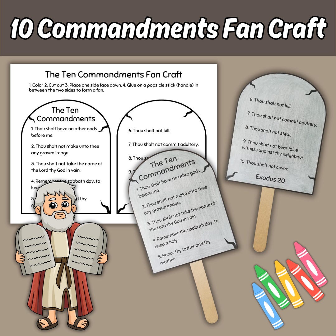 The Ten Commandments Fan Craft for Kids Sunday School Bible Lesson ...