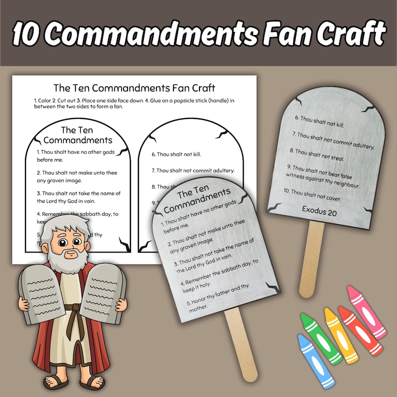 The Ten Commandments Fan Craft for Kids Sunday School Bible Lesson ...