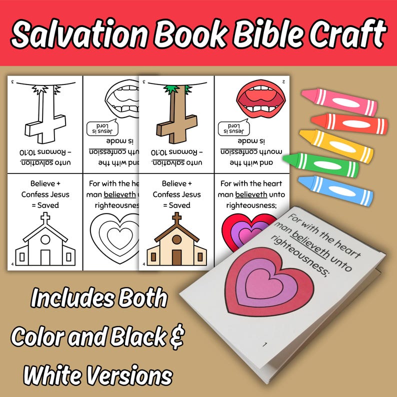 Salvation Book Printable Bible Craft, Kids Christian Sunday School ...