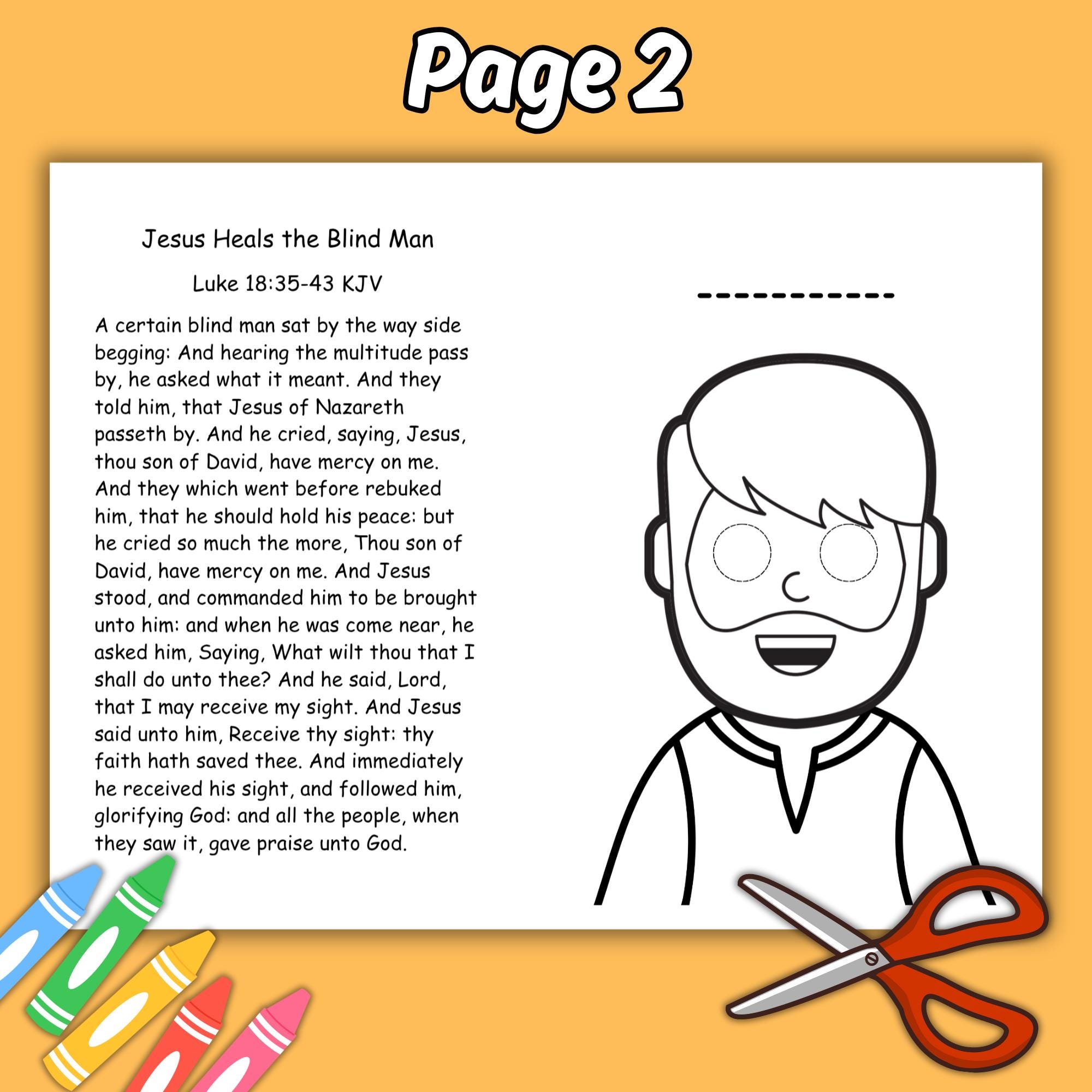 Jesus Heals the Blind Man Bible Craft Printable for Kids Sunday School ...