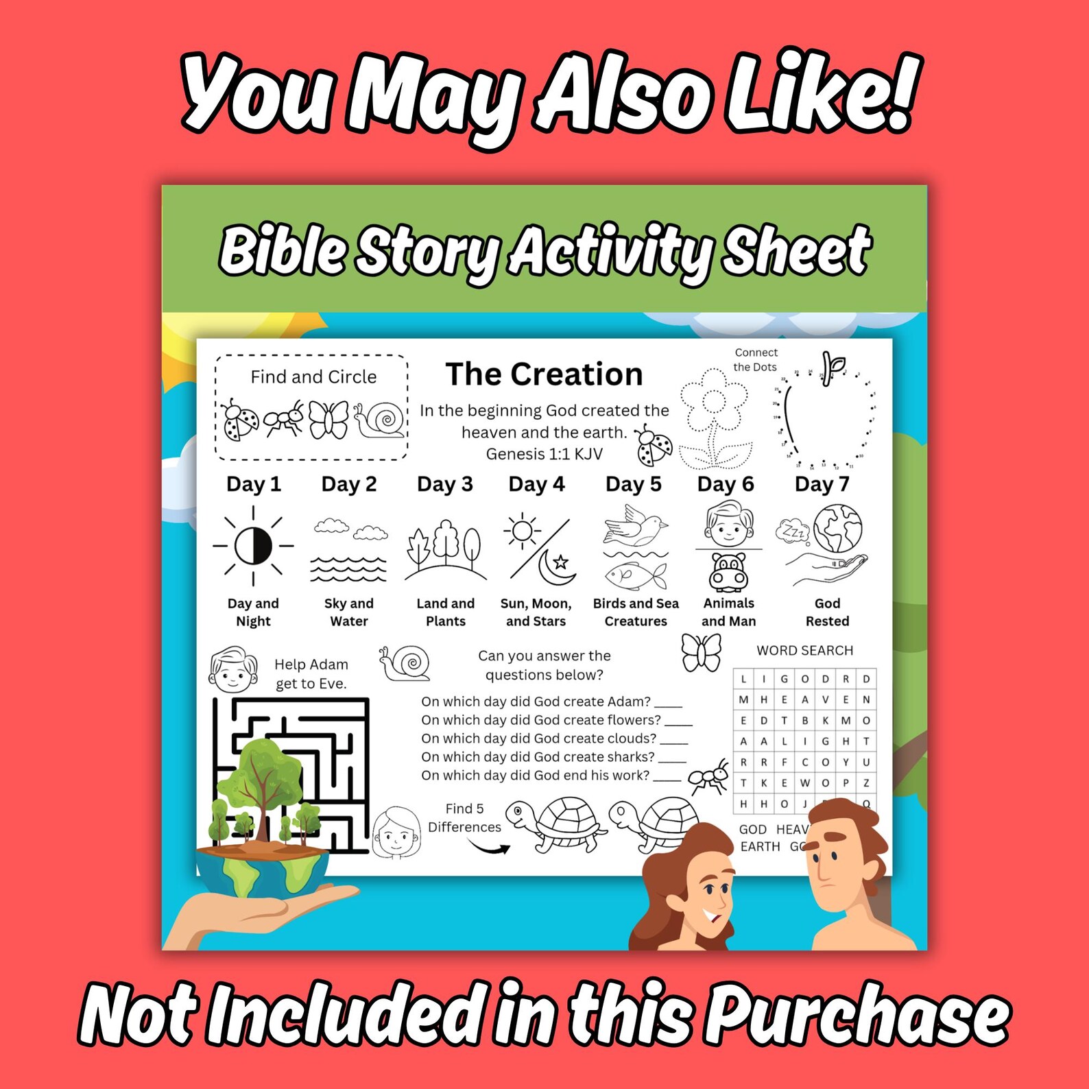 The Creation Bible Story Craft for Kids Sunday School Lesson, God's 7 ...