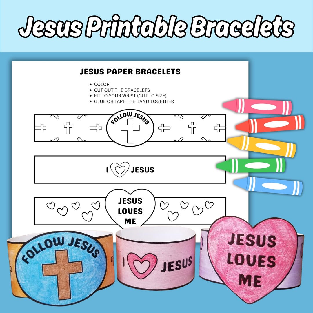 Jesus Printable Paper Bracelets Craft for Kids Sunday School Bible ...