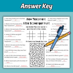 New Testament Books of the Bible Scavenger Hunt Activity Sheet Placemat ...