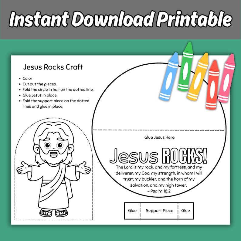 Jesus Rocks Printable Craft for Kids Sunday School Bible Story Lesson ...
