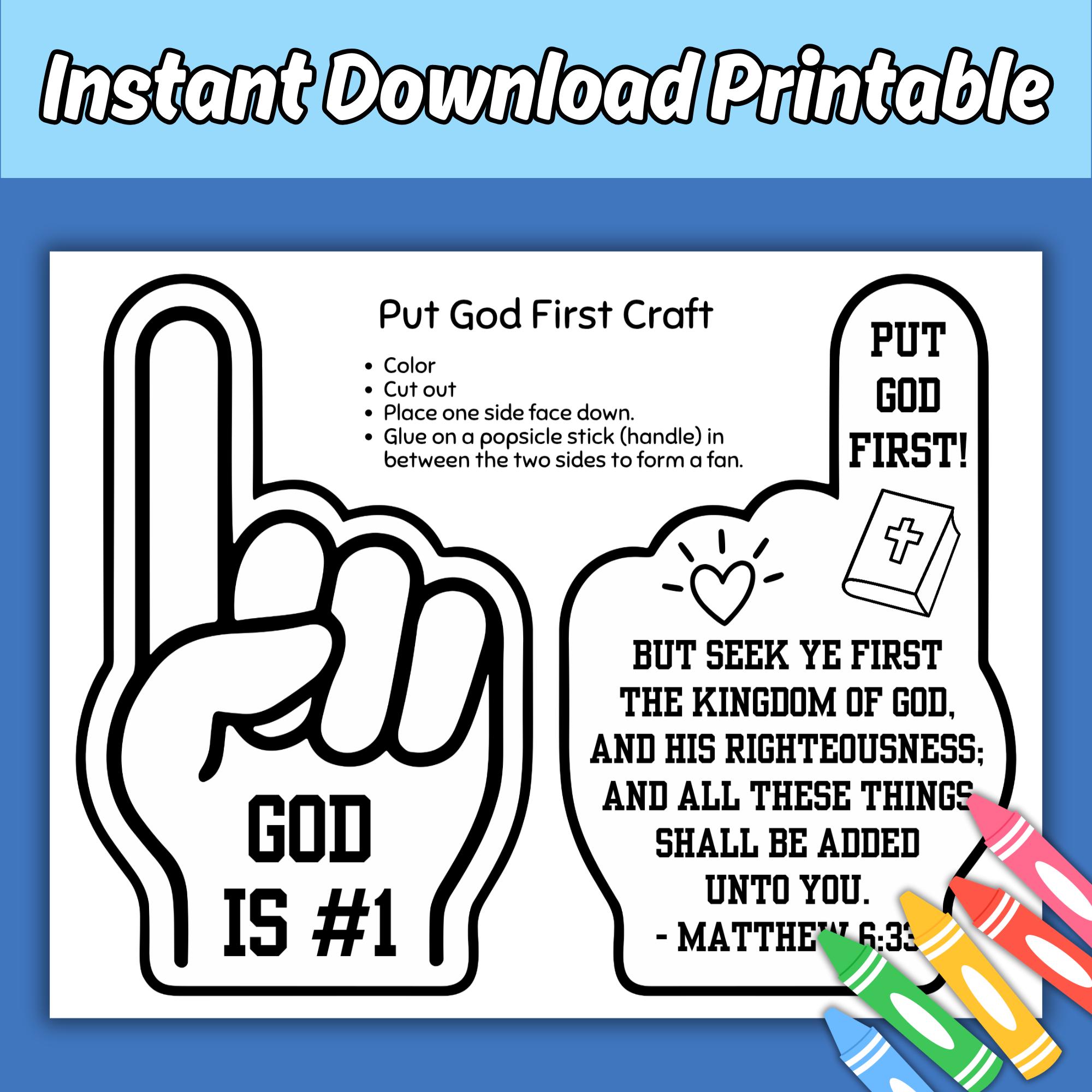 Put God First Craft for Kids Sunday School Bible Lesson, God is Number ...