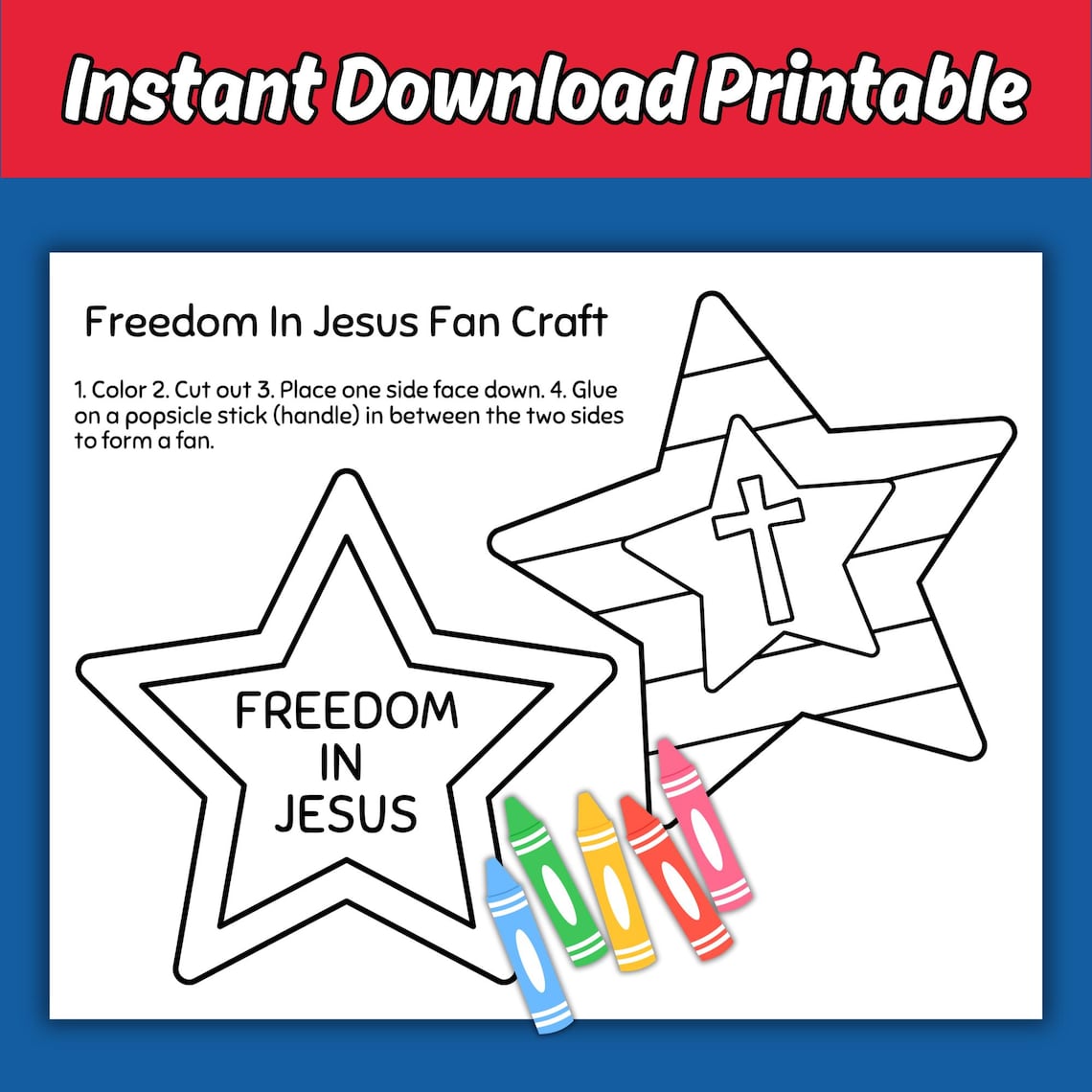 Freedom in Jesus Fan Craft for Kids Independence Day Sunday School ...