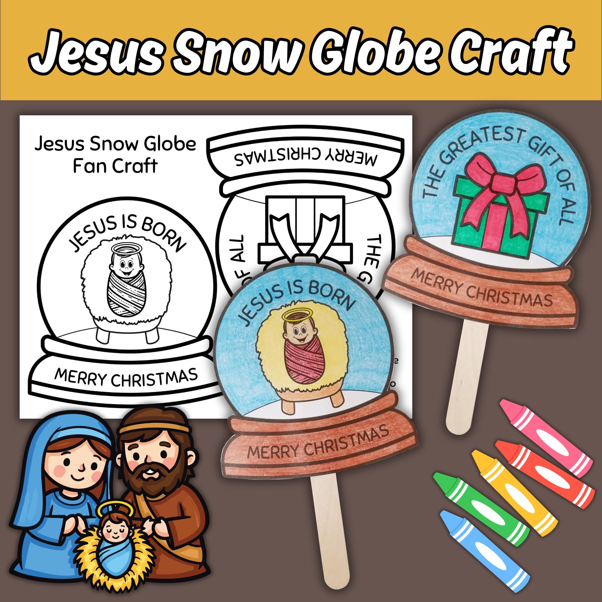 Jesus Snow Globe Fan Craft for Kids Sunday School Class Bible Lesson ...