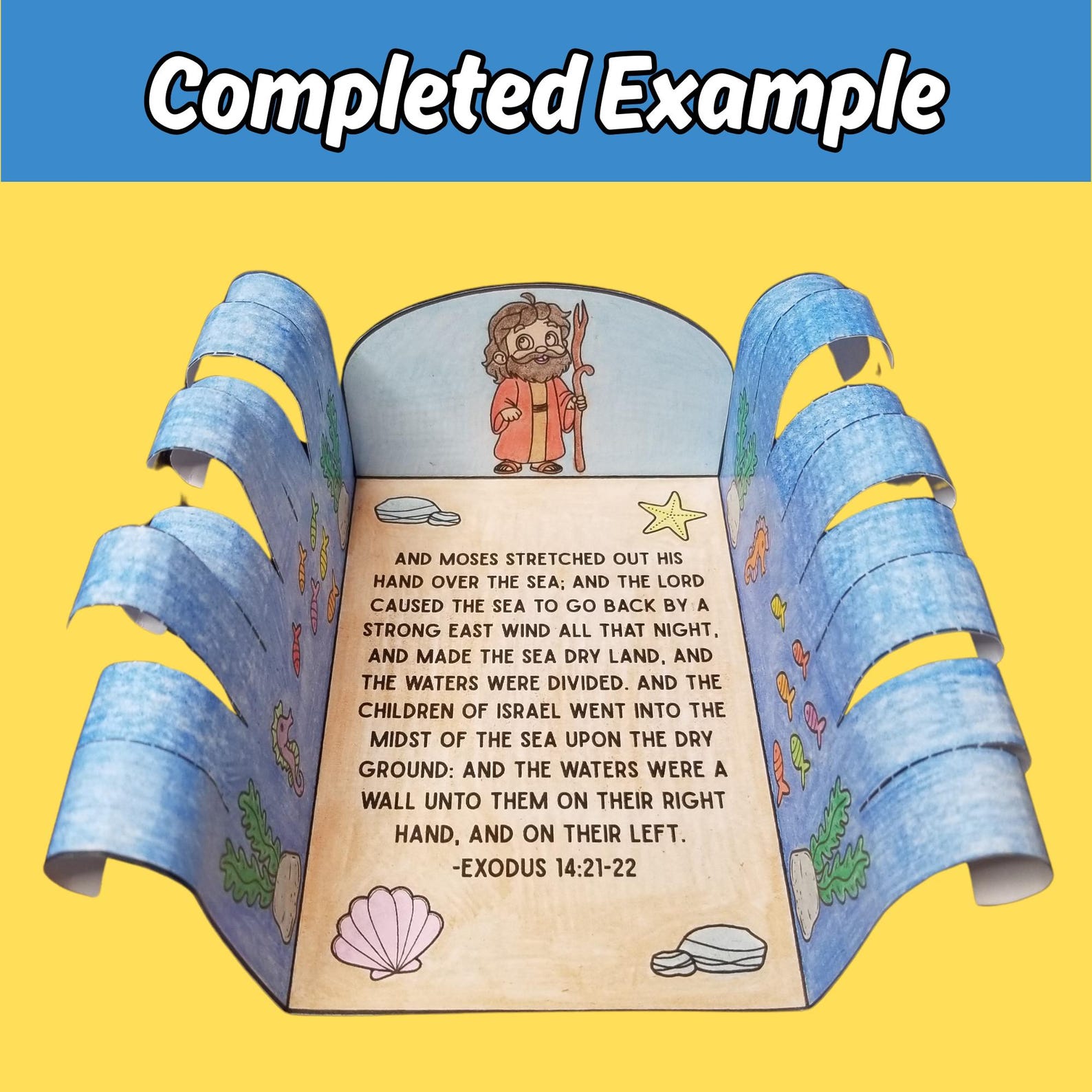 Moses Parting the Red Sea Printable Bible Story Craft for Kids Sunday ...