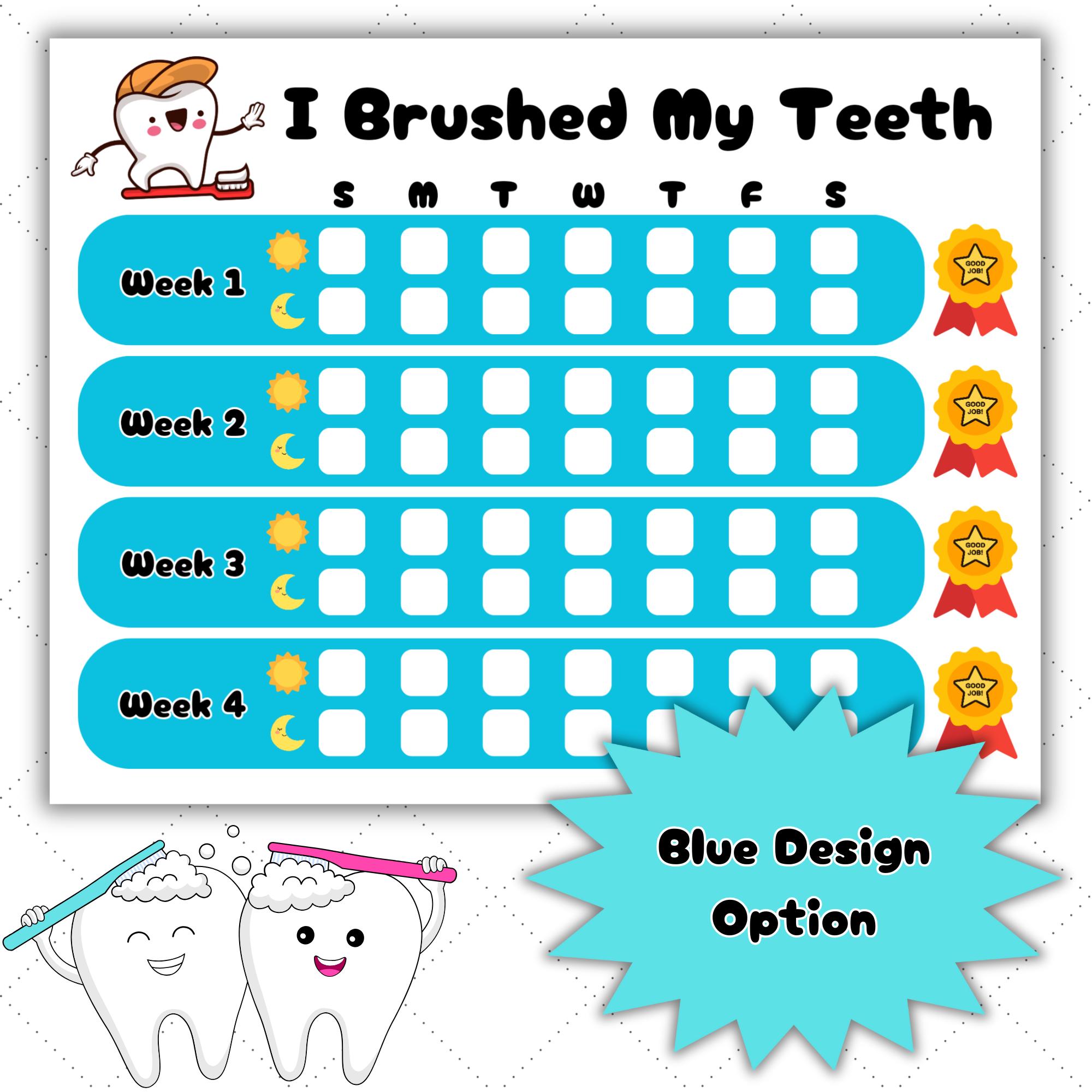 Daily Teeth Brushing Tracker Chart and Reward Coupons Printable for ...