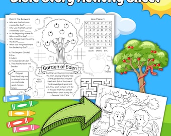 Adam and Eve Coloring Activity, Bible Lesson, Sunday School, Coloring ...