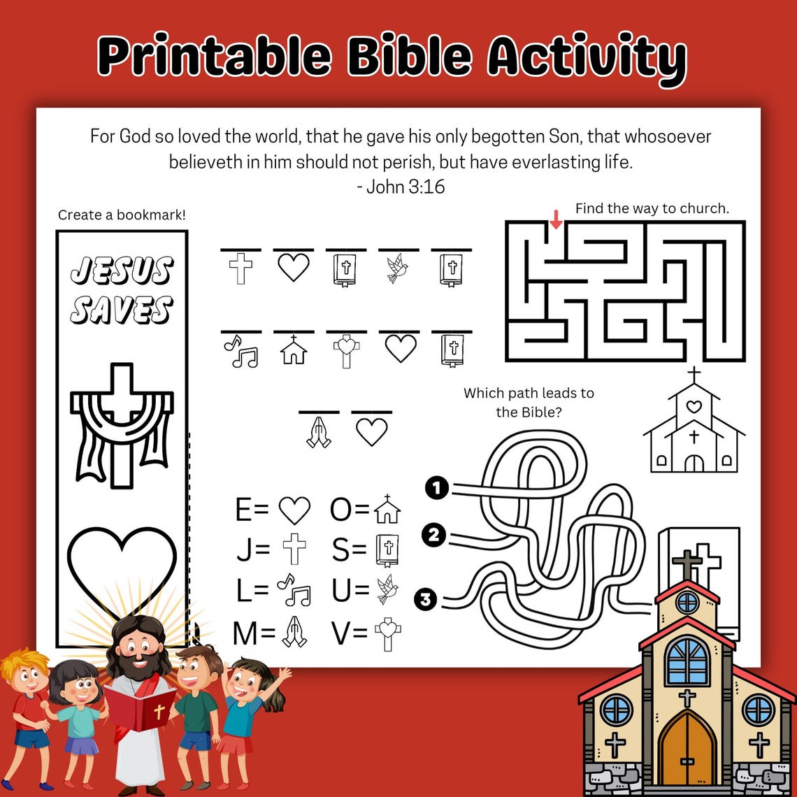Jesus Saves Kids Printable Activity Sheet, Bible Coloring Activity Page ...