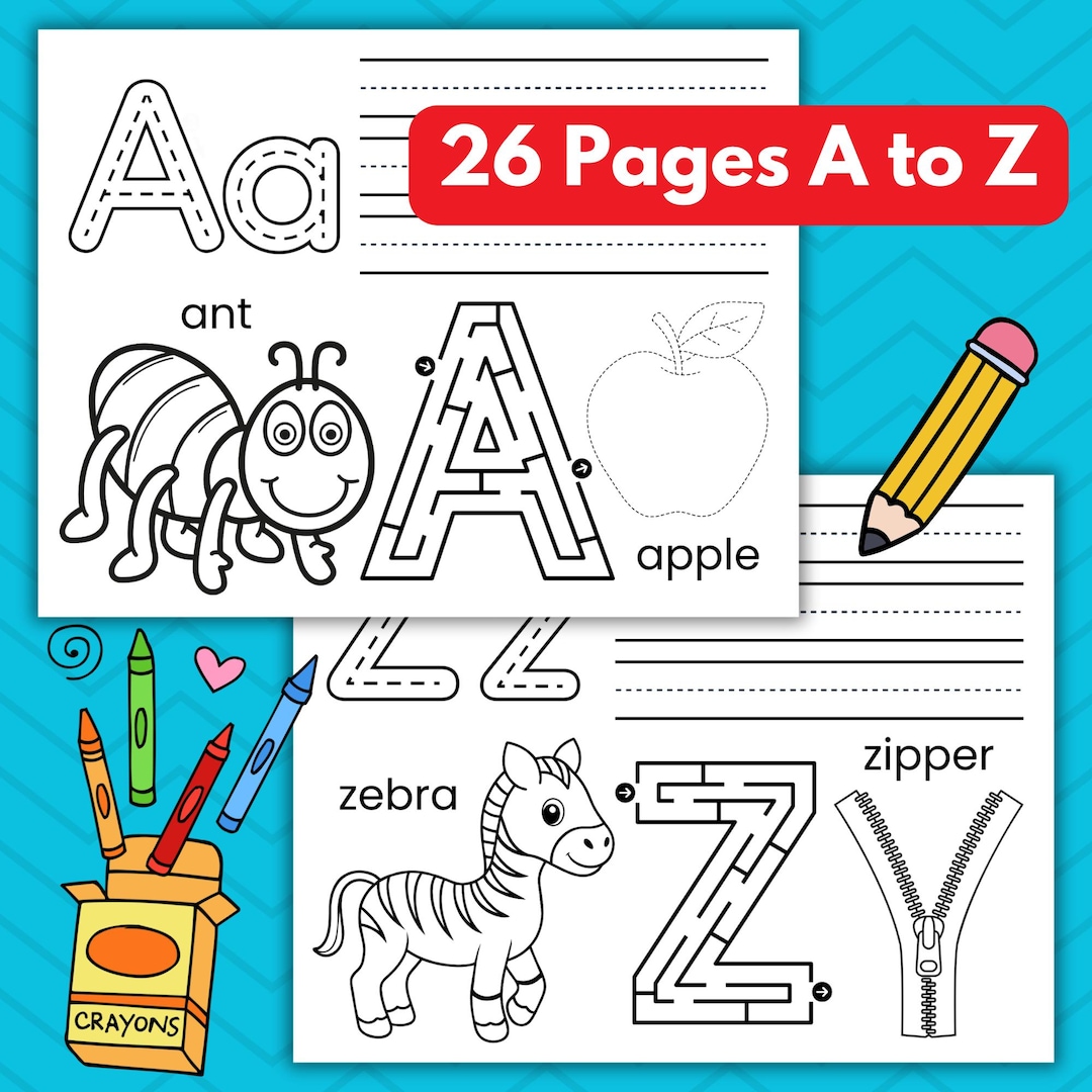 ABC Educational Coloring Pages for Kids, 26 Page Printable Learn the ...