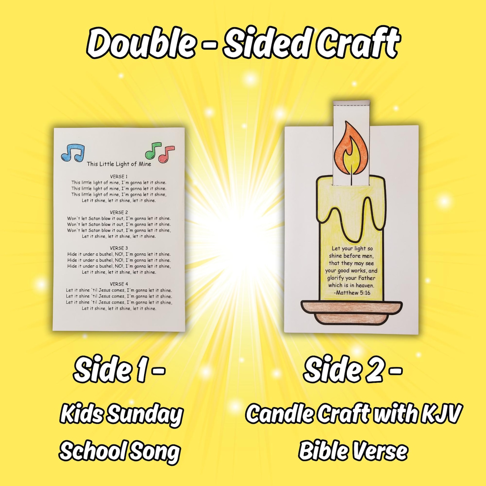 Let Your Light Shine Bible Craft Printable for Kids Bible Lesson, This ...