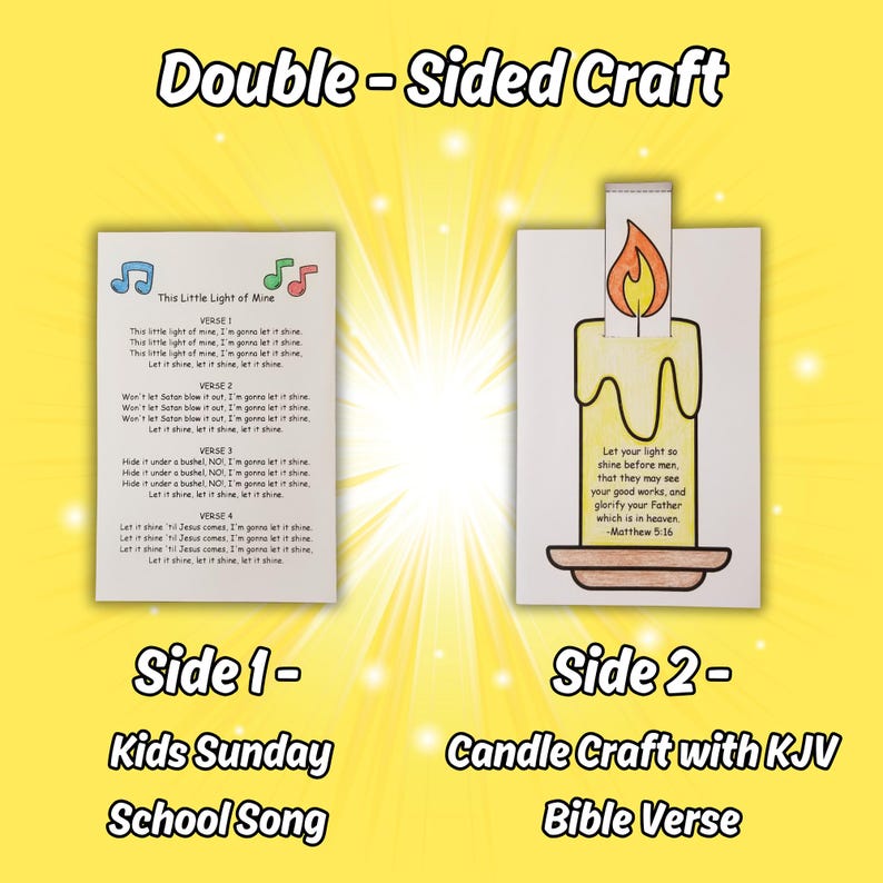 Let Your Light Shine Bible Craft Printable for Kids Bible Lesson, This ...