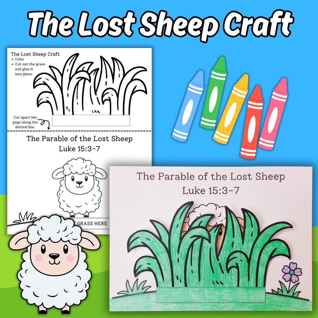 The Lost Sheep Bible Story Craft Printable for Kids Sunday School ...