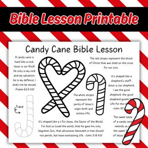 Candy Cane Bible Lesson Coloring Activity Worksheet for Kids, Jesus ...