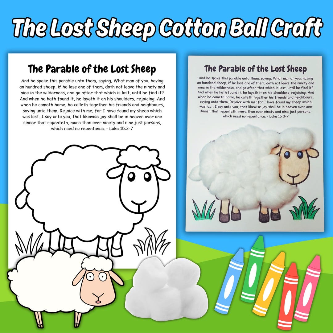 The Parable of the Lost Sheep Bible Story Cotton Ball Craft Printable ...