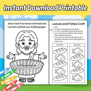 Loaves and Fishes Bible Story Craft for Kids Sunday School Lesson Jesus ...
