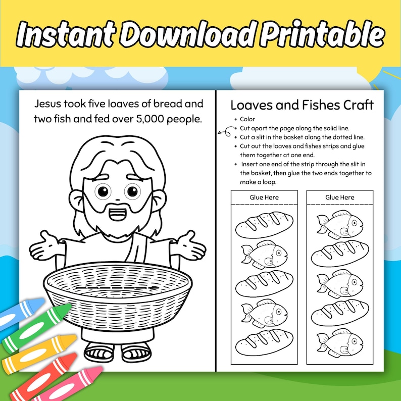 Loaves and Fishes Bible Story Craft for Kids Sunday School Lesson Jesus ...