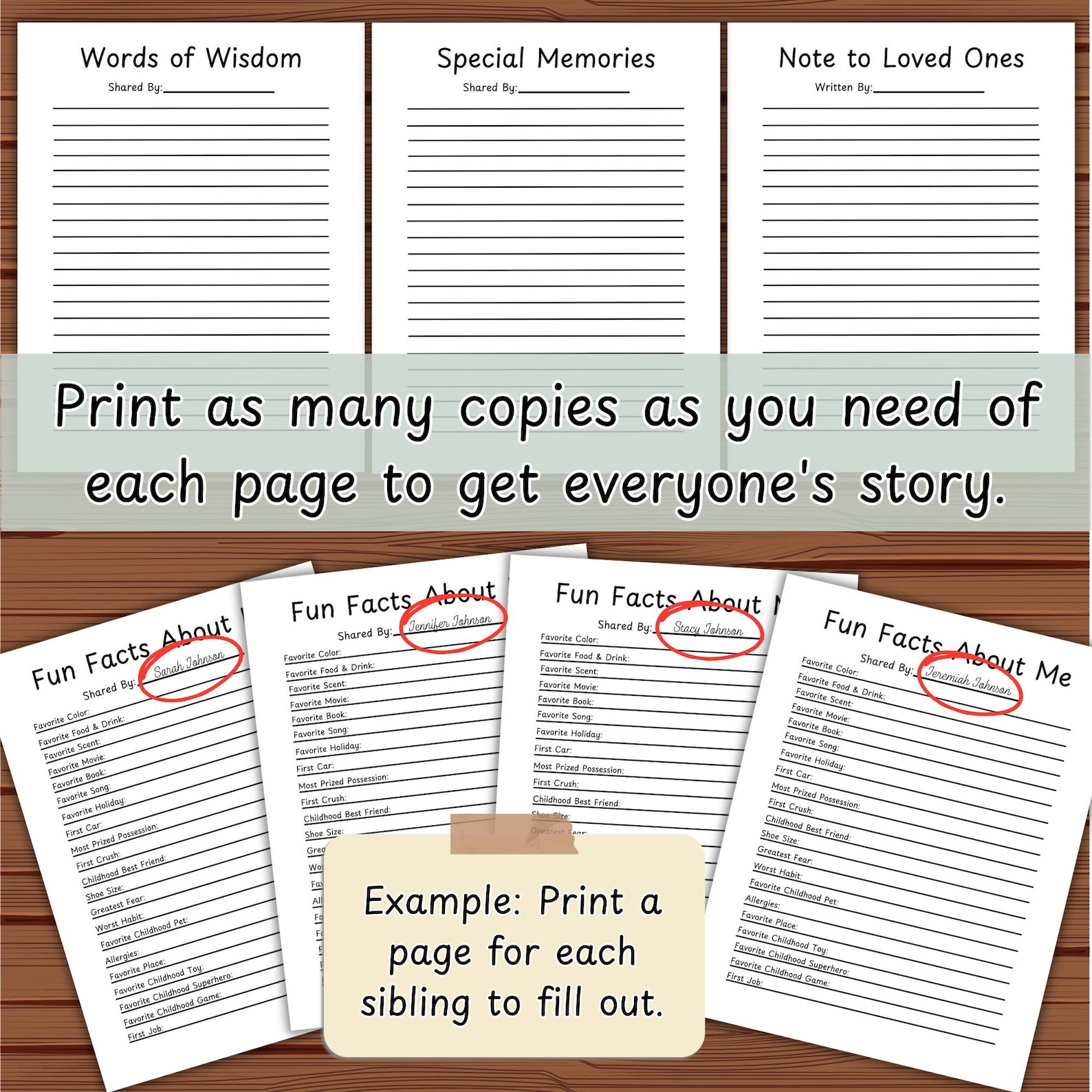 My Family Story Printable Legacy Journal, Family Tree Keepsake Journal ...