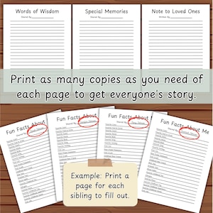 My Family Story Printable Legacy Journal, Family Tree Keepsake Journal ...