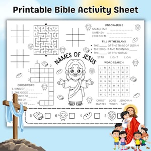 Names of Jesus Kids Activity Sheet, Bible Coloring Activity Page, Jesus ...