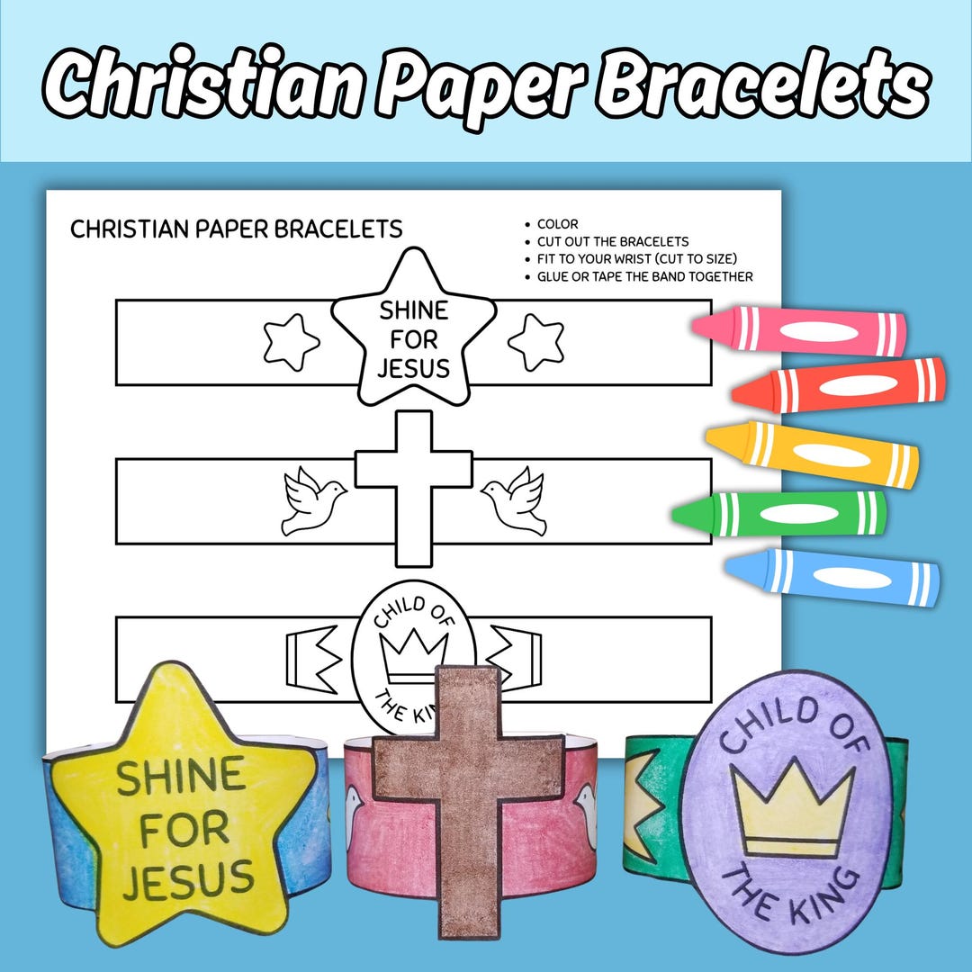 Christian Printable Paper Bracelets Craft for Kids Sunday School Bible ...
