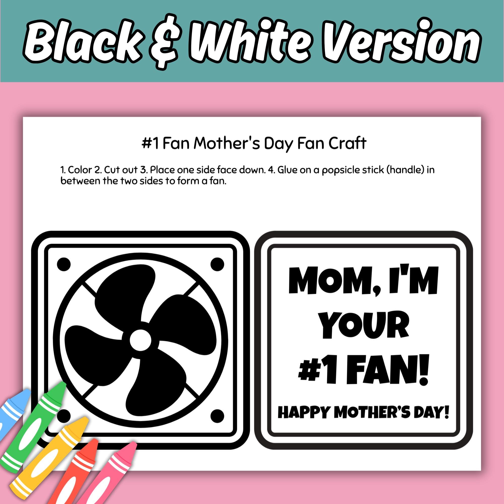 Number One Fan Mother’s Day Fan Craft for Kids, Printable Paper Fan ...